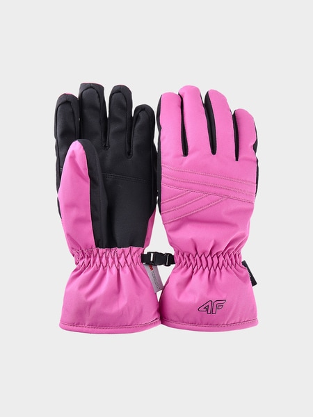 Women s Thinsulate ski gloves powder pink 4F Sportswear and shoes